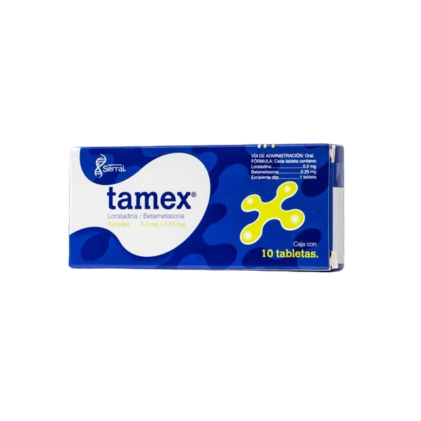 LORATADINA/BETAMETASONA TAMEX 5.0/0.25 MG C/10 TAB – FarMás