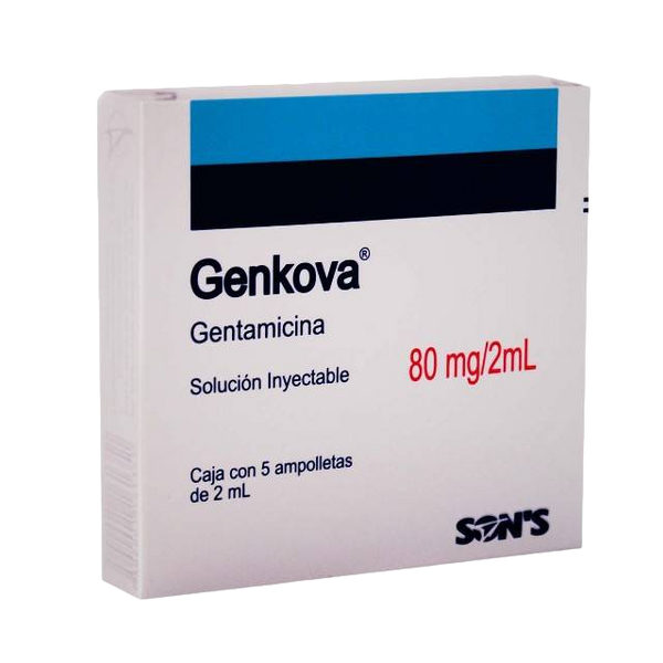 GENTAMICINA GENKOVA SOL. INY. C/5 AMP. 2 ML. 80 MG. – FarMás