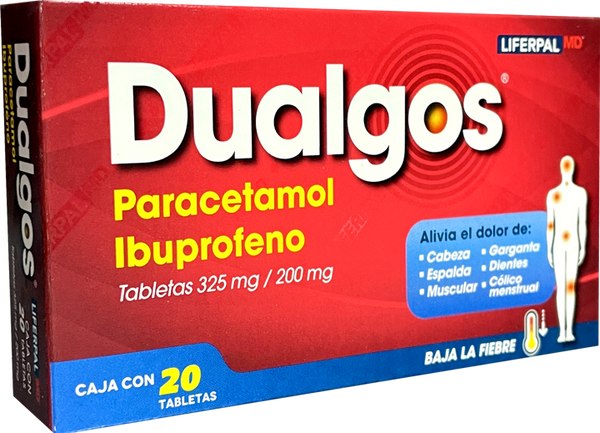 IBUPROFENO/PARACETAMOL DUALGOS C/20 TAB. 200/325 MG. – FarMás