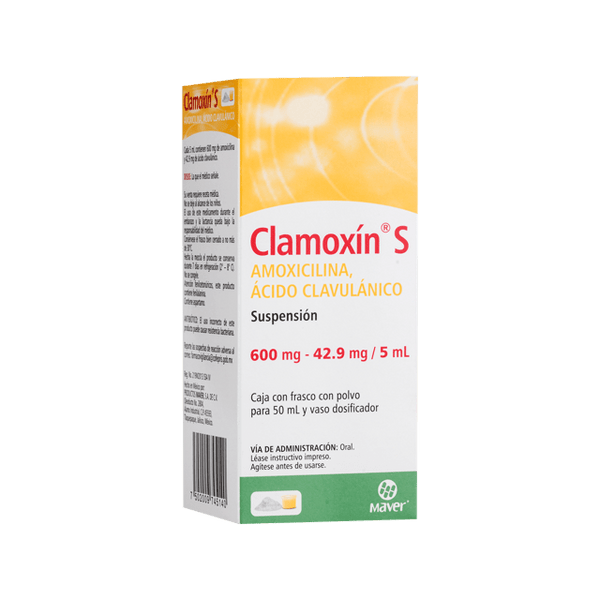 AMOXICILINA/ACIDO CLAVULANICO CLAMOXIN S SUSP. 50 ML. 600/42.90 MG ...