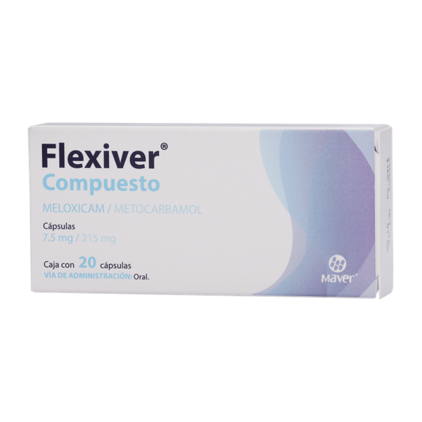 MELOXICAM/METOCARBAMOL FLEXIVER COMPUESTO C/20 CAP. 7.5/215 MG. – FarMás