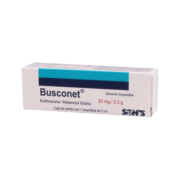 BUTILHIOSCINA/METAMIZOL BUSCONET SOL. INY. C/1 AMP. 5 ML. 20 MG/2.5 G ...