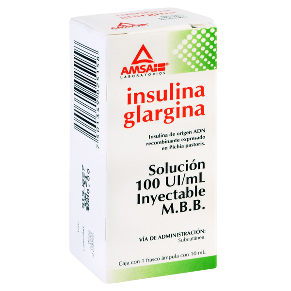 INSULINA GLARGINA (AMSA) SOL. INY. C/1 FRASCO. AMP. 10 ML. 100 UI. – FarMás