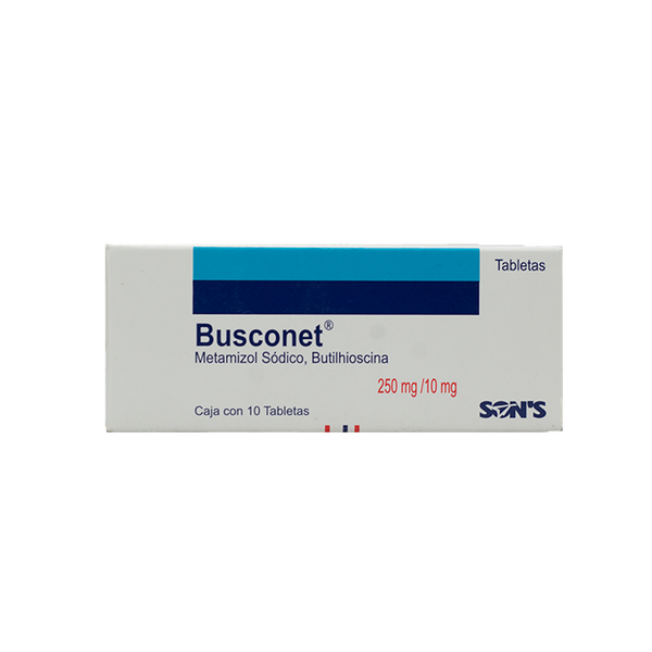 BUTILHIOSCINA/METAMIZOL BUSCONET C/10 TAB. 10/250 MG. – FarMás