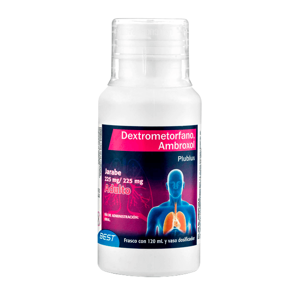 DEXTROMETORFANO/AMBROXOL PLUBLUX JARABE 225/225MG ADULTO – FarMás