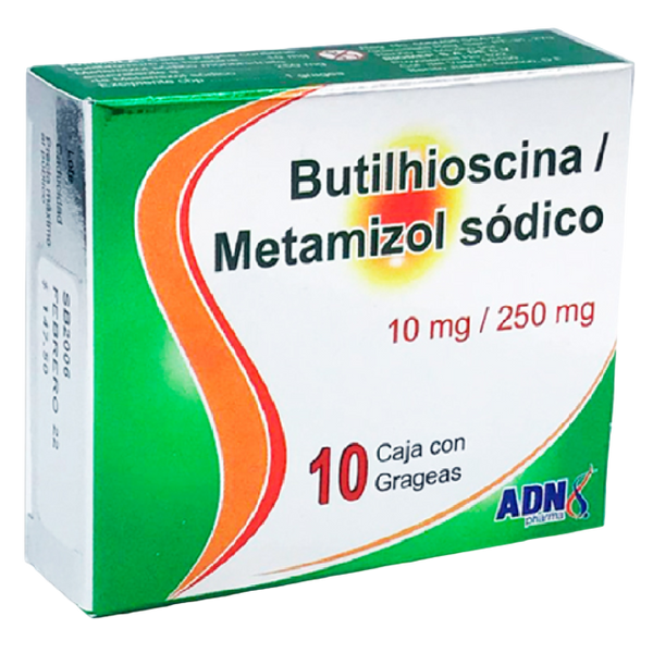 BUTILHIOSCINA/METAMIZOL SÓDICO (ADN PHARMA) C/10 GRAG. 10/250 MG. – FarMás
