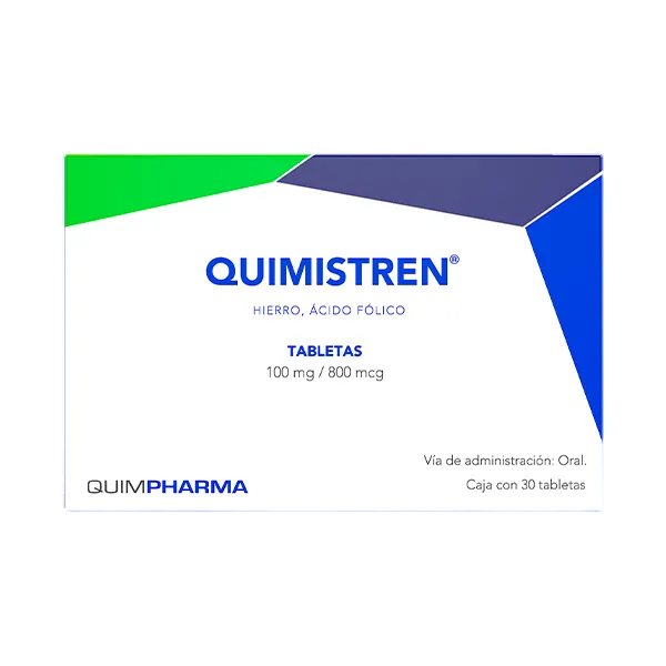 HIERRO/ACIDO FOLICO QUIMISTREN C/30 TAB. 100 MG/800 MCG. – FarMás