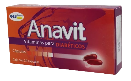 VITAMINAS Y MINERALES ANAVIT DIABÉTICOS C/30 CÁPSULAS. – FarMás