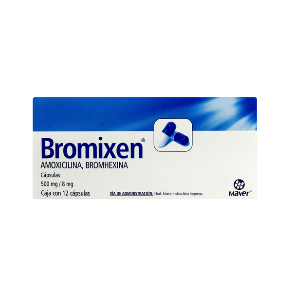 AMOXICILINA/BROMHEXINA BROMIXEN C/12 CAP. 500/8 MG. – FarMás