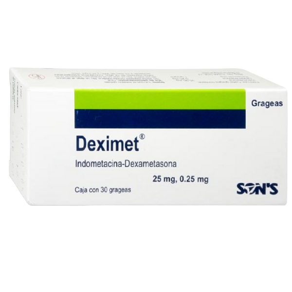 DEXIMET 25MG, 0.25MG CAJA C/30 GRAGEAS – FarMás